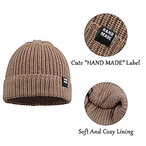 Simple Knitted Baby Beanie Hip-Hop Boys Winter Hat Toddler Kids Bonnet for Girls 0-5Y (Black+Khaki+Gray, S)