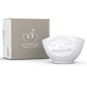 FIFTYEIGHT PRODUCTS TASSEN Porcelain Bowl, Laughing Face Edition, 16 oz. White, (Single Bowl) for Serving Cereal, Soup