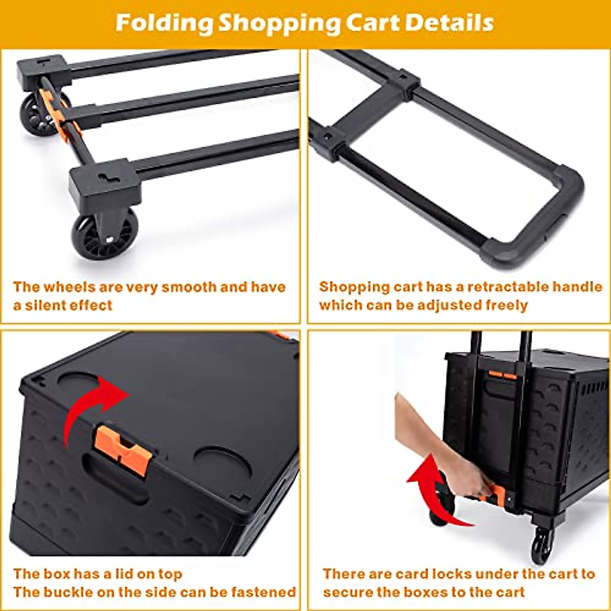 Foldable Shopping cart Utility trolleys, Roller Grocery carts, Outdoor Camping carts, Suitable for Shopping Luggage Tools Office