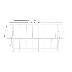 lonpute 17.5'' Chest Freezer Organizer Basket, Sturdy Metal Wire Pantry Freezer Basket, Deep Freezer Basket Storage Rack Bins, White, Set of 2
