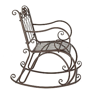 JHUS Patio Iron Rocking Chair Porch Garden Rocker Seat Petals Pattern Dining Armchair Quir Chair Rocking Chair Rocker Chair Rocker Camp Chair Rocker Recliner Rocking Camp Chair Rocking Chairs