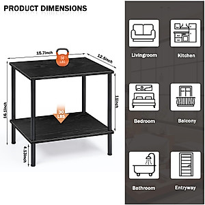 melos 2 Tier Bookshelf, Classically Tall Bookcase Shelf Storage Organizer, Modern Book Shelf for Bedroom, Living Room and Home Office, Black