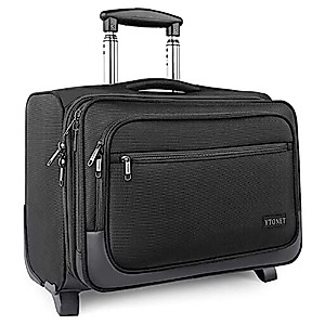 Ytonet Rolling Laptop Bag, 17 Inch Rolling Briefcase for Men Women, Water Resistant Roller Bag with Wheels and USB Charging Port, Gift for Men Women Business Travel Work, Black