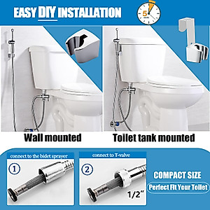 SonTiy Handheld Bidet Sprayer for Toilet, Brass Hand Held Bidet Attachment Jet Spray for Toilet with Backflow Preventer, Adjustable Water Pressure Control Cloth Diaper Sprayer, All Metal Bidet Shower