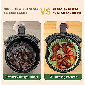 Air Fryer Silicone Liners - 2 Pcs Non-stick Non-burnt, Easy to Demold Reusable Air Fryer Silicone Liners Basket for 4-8 Quart Air Fryer Oven.