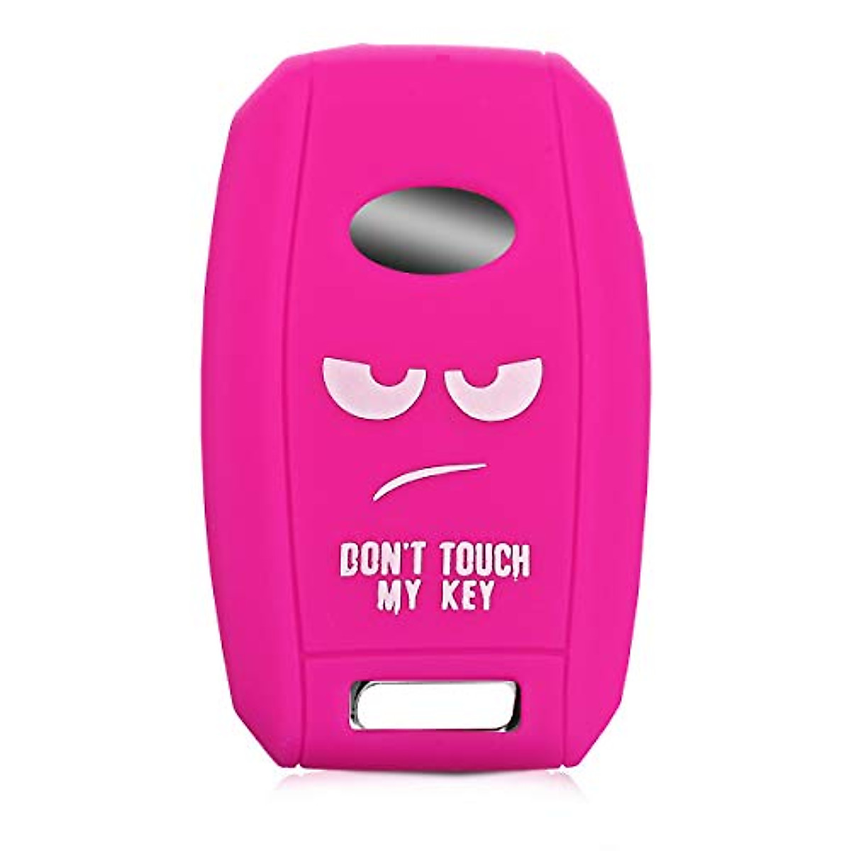 kwmobile Silicone Key Fob Cover Compatible with Kia 3-4 Button Car Key - Don't Touch My Key White/Dark Pink