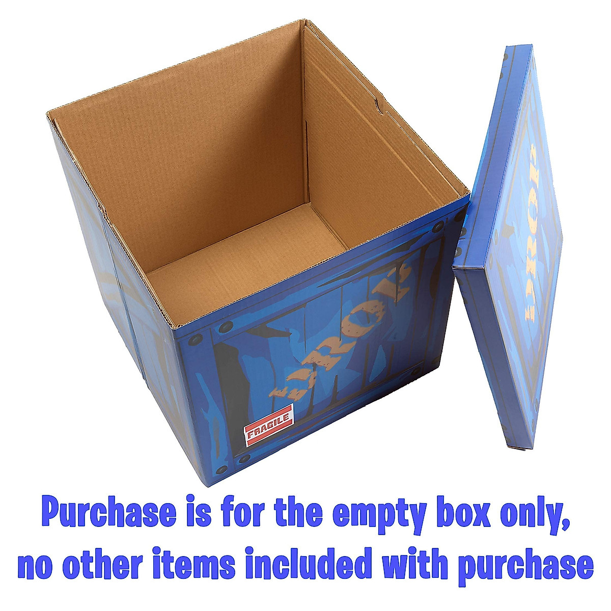 CampLiner Large Loot Drop Box Accessory (14” x 14” x 14”) - Goes with Merch Like Pickaxes, Guns, Costumes - Perfect Decoration Gift for Gamers, Boys, Parties