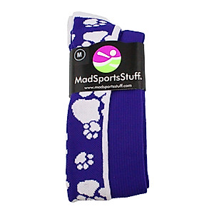 Crazy Socks with Paws Over the Calf (Purple/White, Medium)