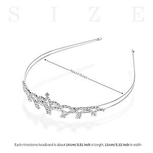 Teenitor 5Pcs Crystal Headband Set, Jewelry Rhinestone Women Girl Hair Style Accessories Wedding Party Tiara Headdress- Silver Tiara for Little Girls