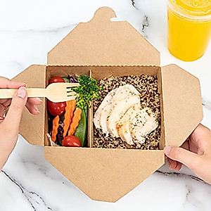 Restaurantware Bio Tek 47 oz Rectangle Kraft Paper #3 Bio Box Take Out Container - 2-Compartment - 6 1/2" x 5 1/4" x 2 1/2" - 200 count box