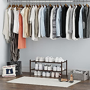 VERTORGAN Shoe Rack, 2 Tier Bamboo Shoe Shelf Storage Organizer for Entryway, Hallway, Closet and Living Room (Mocha)