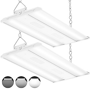 CINOTON 2FT 165W/110W/80W LED Shop Light with 22275LM, 0-10V Dimmable Linear High Bay Lighting, 120-277V Power Tunable Commercial Hanging Lights for Garage Office Warehouse Workshop UL Listed 2 Pack
