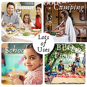 Generic Camping Plates and Bowls Set – 21Pcs Wheat Straw Dinner Set with Dinner Plates, Bowls, Cups and Cutlery – Premium BBQ Set with Cute Colours and Matte Finish – Includes Insulated Bag