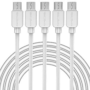 SMALLElectric Micro USB Cable (5-Pack, 6FT) Android Charger, Micro USB Charger Cable Long Android Phone Charger Cord for Samsung Galaxy S7 S6 Edge J7 S5,Note 5 4,LG 4 K40 K20,MP3,Kindle,Tablet,White