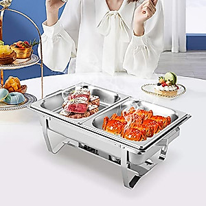 Stainless Steel Catering Chafer Chafing Dish Set, 3.17/9.5Q Buffet Party Food Warmer with Lid and Fuel Holderfor Parties, Wedding, Festival Gathering (Rectangle)