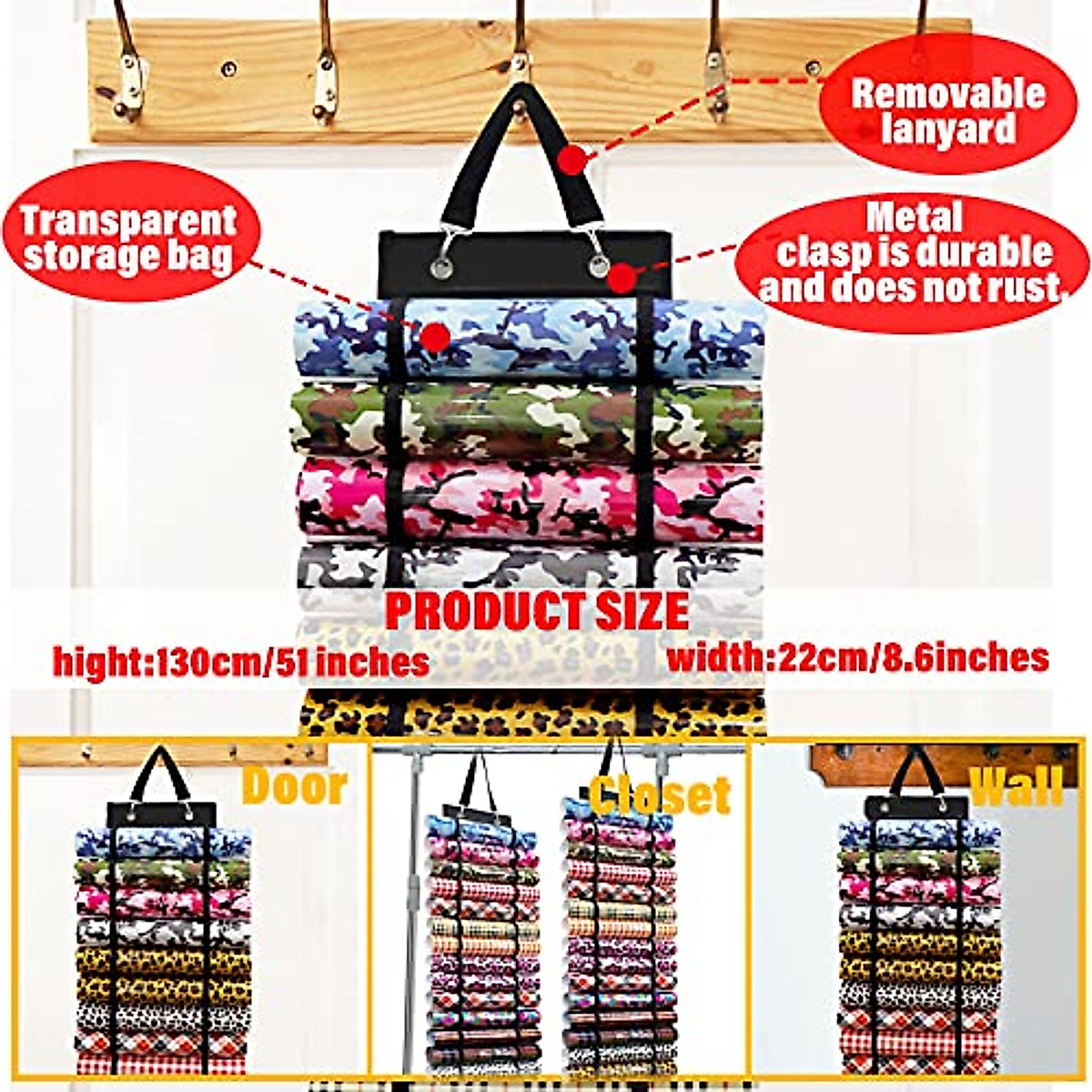 CLZYLRS Storage Organizer Vinyl Roll Holder | Craft Organizer Vinyl Storage Rack | Hanging Organizer Storage… (Black, 50)