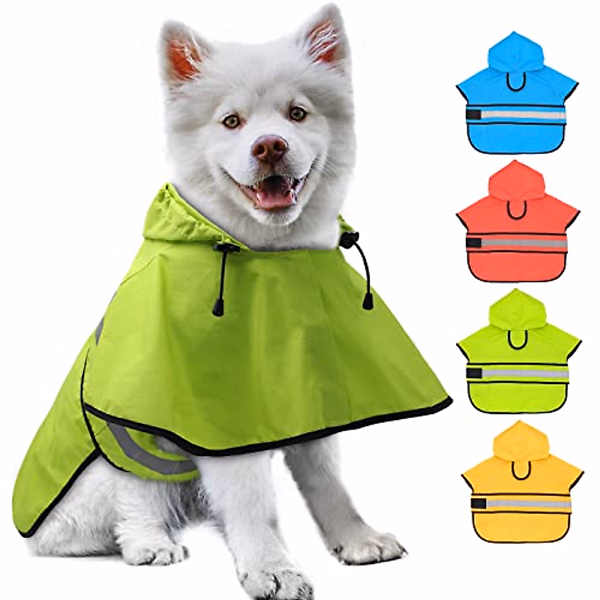 Candofly Dog Raincoat Hooded Poncho - Adjustable Waterproof Dog Rain Jacket Lightweight Reflective Dog Rain Coat Pet Slicker for Small Medium Large Dogs (Small, Green)