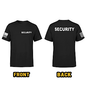 Security Guard Event Staff 2 - Two-Sided Event Staff Shirt Two-Sided American USA Flag On Arm Men Tees