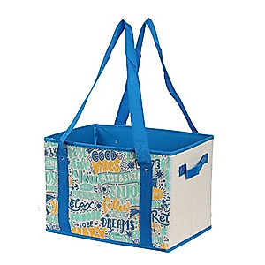 Reusable Grocery Bags Set Shopping Box with Reinforced Bottom Heavy Duty Premium Collapsible Foldable with Long Handles Storage Boxes Eco Friendly Bins Cubes (Set of 3)