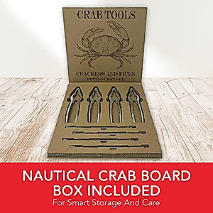 Stainless Steel Crab Crackers and Lobster Picks, Set of 4, Easy-to-Use Crab Leg Cracker Tool, Lobster Cracker and Pick Set, Crab Crackers and Tools, Seafood Tool Kit by Smedley & York
