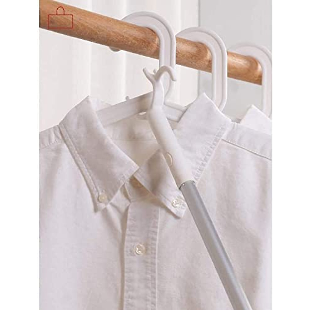 BEEY Reach Stick Long Pole Utility Hook 45" Telescoping Closet Pole Adjustable Reaching Pole Extendable Reach Pole Reaching Pole for Clothesline,Closet,Ceiling,Shelf