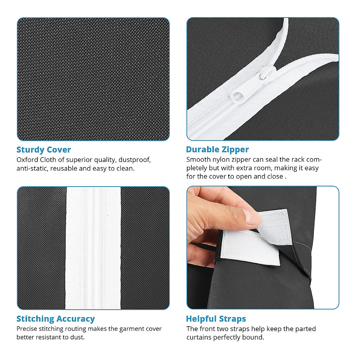 VIPEK V11C Portable Closet Rolling Clothes Rack 5 Tiers Heavy Duty Adjustable Wire Garment Rack with Lockable Wheels Wardrobe Black Metal Clothing Rack with Black Oxford Fabric Cover, Max Load 452LBS