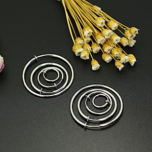 Keklle Stainless Steel 4 Pairs Clip On Hoop Earrings for Women Men Non Pierced Earrings (A:Silver-Tone)