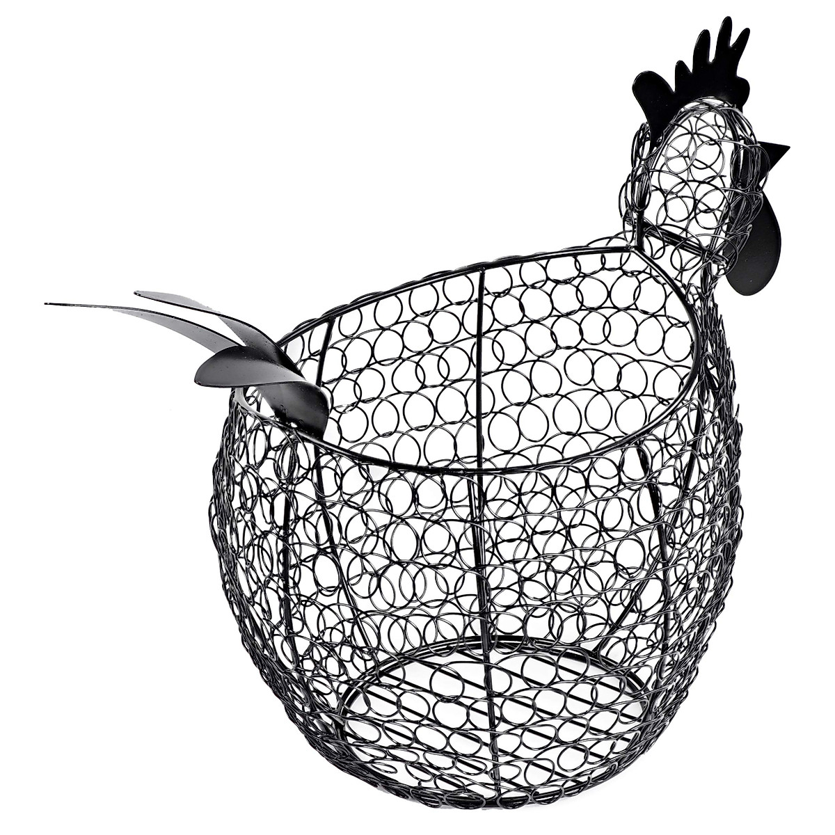 Rural365 Black Metal Chicken Egg Basket - Egg Basket for Gathering Fresh Eggs - Rustic Decor Chicken Basket Egg Holder