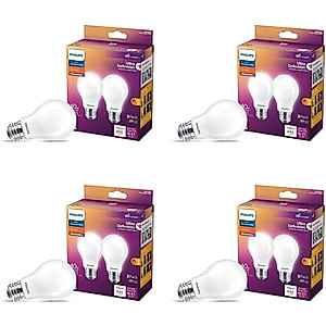 Philips LED A19 Ultra Definition Frosted Dusk to Dawn Light Bulbs - Flicker-Free 40w Light Bulbs with EyeComfort Technology - Soft White Lightbulb - 450 Lumen - E26 Base - 8 Pack