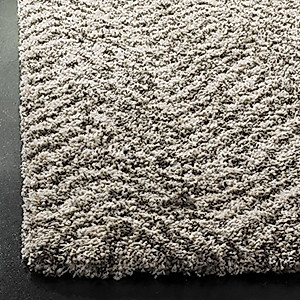 Safavieh Hudson Shag Collection 10' x 14' Ivory/Grey SGH375A Chevron Non-Shedding 2-inch Thick Living Room Dining Bedroom Area Rug