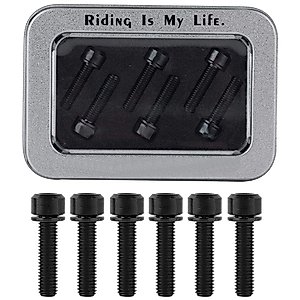 Keen so M5x20mm Stem Bolt, 6Pcs Alloy Bolt Screw with Gasket for Mountain Stem(Black) Repair Hardware Tools