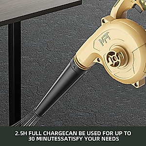 MFT Cordless Leaf Blower, 20V 4.0Ah 2-in-1 Compact Electric Leaf BlowerVacuum Cleaner Li-Ion Battery and Charger, Removable Tube, Lightweight, Suitable for Home, Garden, Garage and Car (DC401)