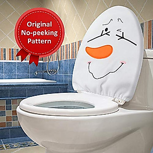 D-FantiX 4-Piece Snowman Santa Toilet Seat Cover and Rug Set Red Christmas Decorations Bathroom 2023