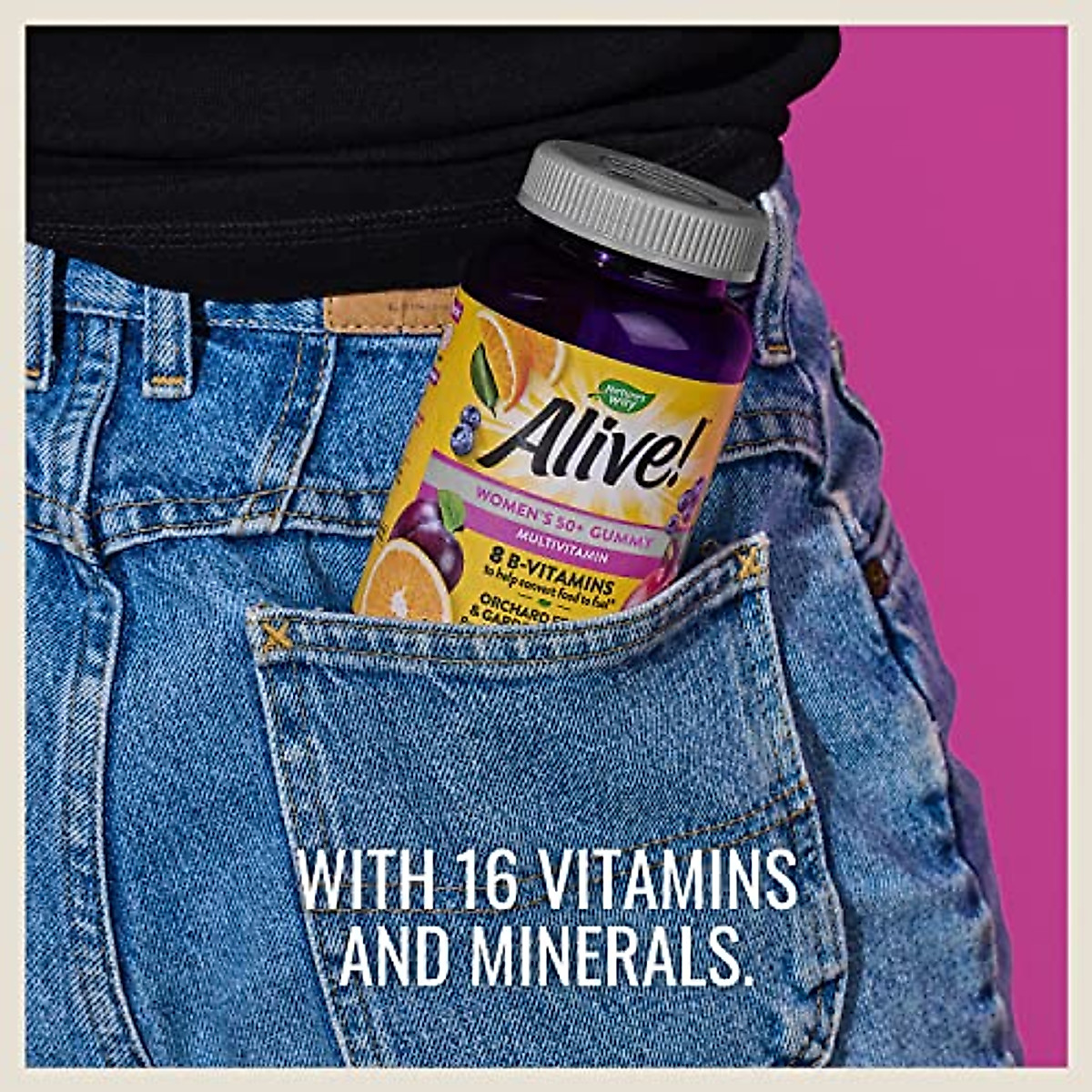 Nature’s Way Alive! Women’s 50+ Gummy Multivitamins, Essential Vitamins & Minerals, Supports Whole Body Wellness*, Vegetarian, Mixed Berry Flavored, 60 Gummies