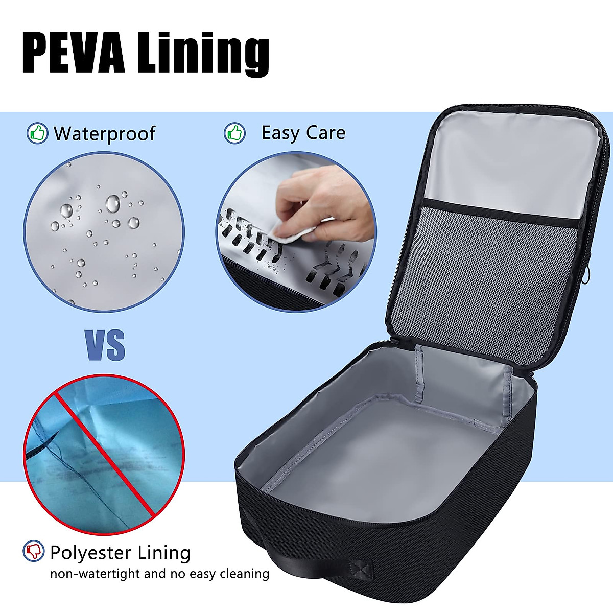 Aosbos 2 Layers Shoe Bags for Travel with Trolley Sleeve Portable Shoe Storage Pouch Shoe Packing Cubes with Structure, Black