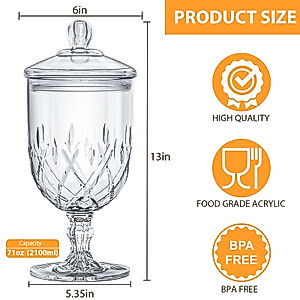 baflovga Candy Jars with Airtight Lids, 71 OZ Acrylic Cookie Jars, Plastic Apothecary Jars, Elegant Storage Canisters for Candy Buffet, Bathroom, Party, Wedding, Break-Resistant, Clear