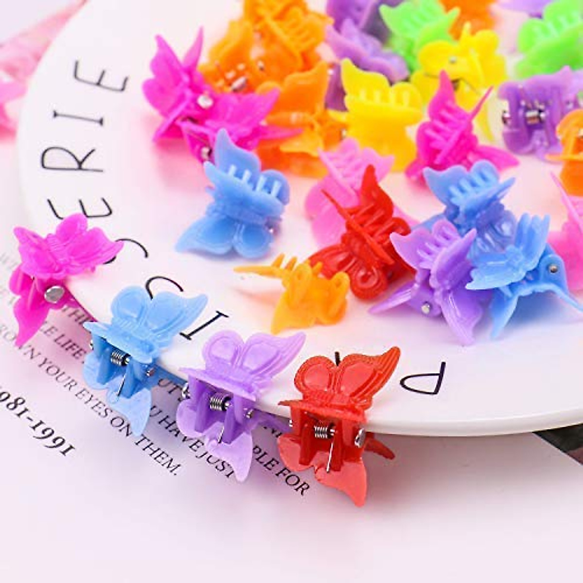 WEFOO 100 Pack Butterfly Hair Clips for Girls and Women, Beautiful Bulk Small Mini Butterfly Hair Clips, Assorted Color