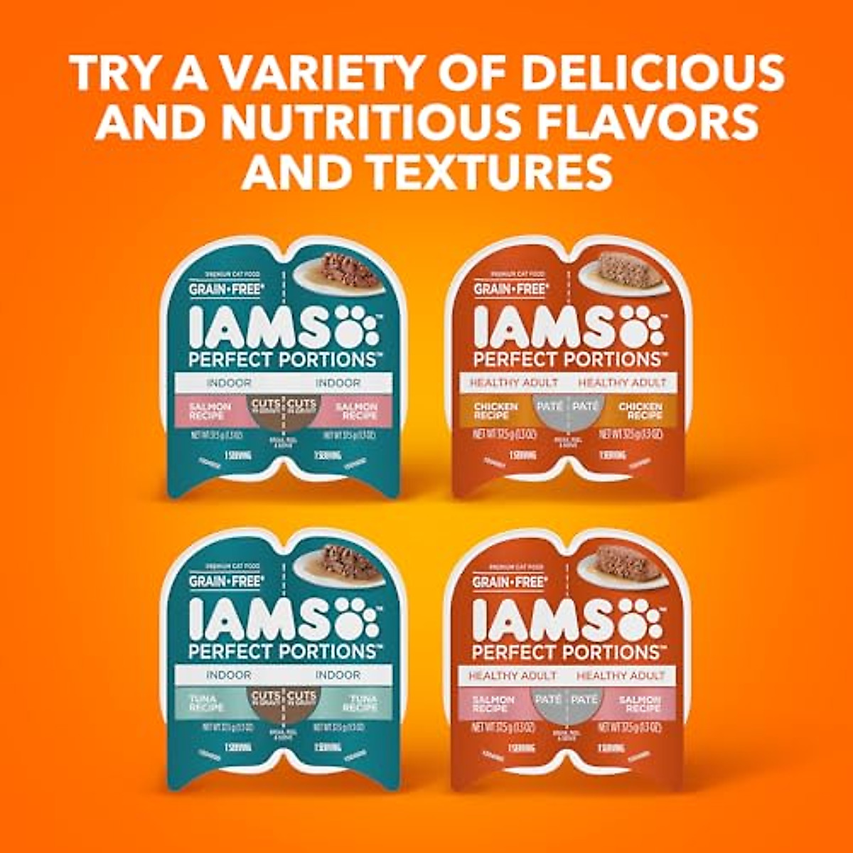 IAMS Perfect Portions Healthy Adult Wet Cat Food with Chicken and Tuna Recipe Variety Pack, Easy Peel Twin-Pack Trays, Pack of 24 (48 Total Servings)