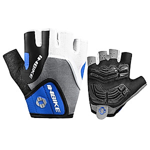 INBIKE 5mm Gel Pad Half Finger Bike Bicycle Cycling Gloves Blue Large