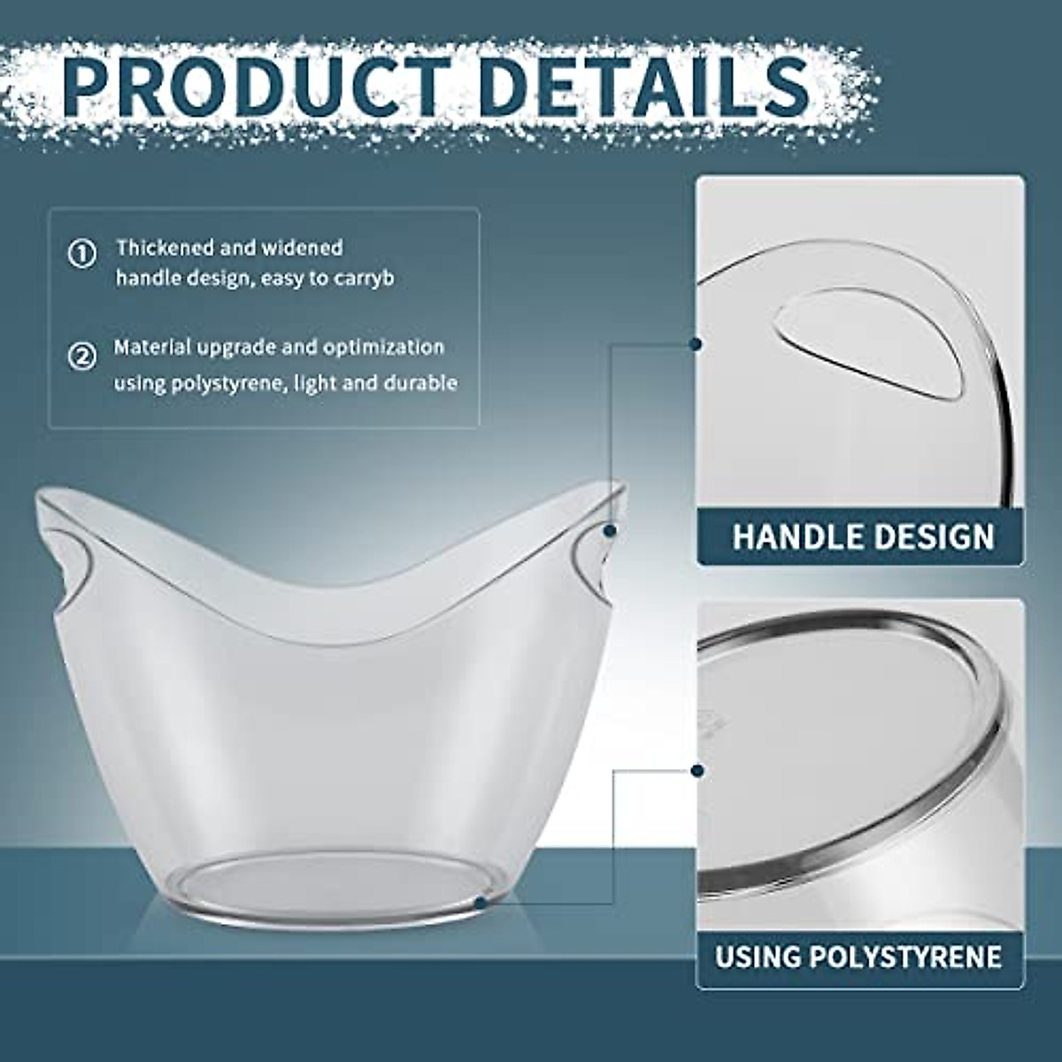 Ice Bucket Parties Wine Bucket Plastic Clear Acrylic For 8 Liter Plastic Tub Perfect for 5 Champagne, Wine or Beer Bottles(1 Pieces,8 Liter)