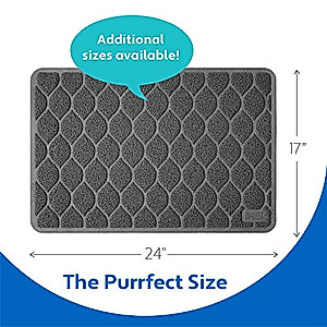 Mighty Monkey Durable Easy Clean Cat Litter Box Mat, Great Scatter Control Mats, Keep Floors Clean, Soft on Sensitive Kitty Paws, Cats Accessories, Large Size, Slip Resistant, 24x17, Graphite