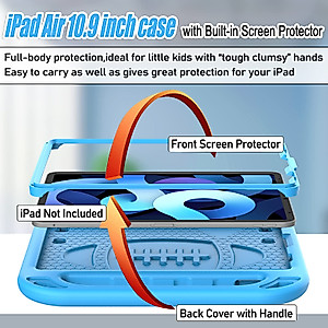 LTROP Case for iPad Air 5th/4th Generation(2022/2020), iPad Pro 11 Case 2022/2021/2020/2018, Built-in Screen Protector, Shockproof Handle Stand Kids Case for iPad Air 5/4 10.9” and iPad Pro 11”, Blue