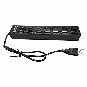 High Performance 7 Port USB 2.0 HUB for LED Powered High Speed Splitter Extender Cable Black White New