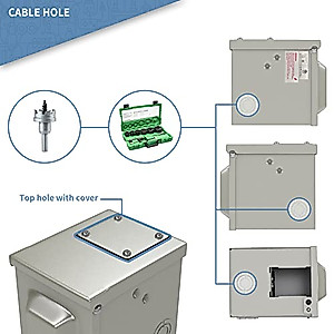 50 Amp 250 Volt 6-50R EV/Welding Power Outlet Box, Enclosed Lockable Weatherproof Outdoor Electrical