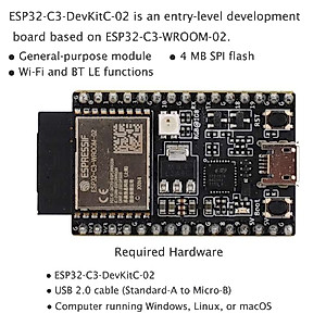 RCmall ESP32-C3-DevKitC-02 Development Board WiFi+BT+BLE 4MB SPI Flash Based on Espressif ESP32-C3-WROOM-02 Module (1 Piece)