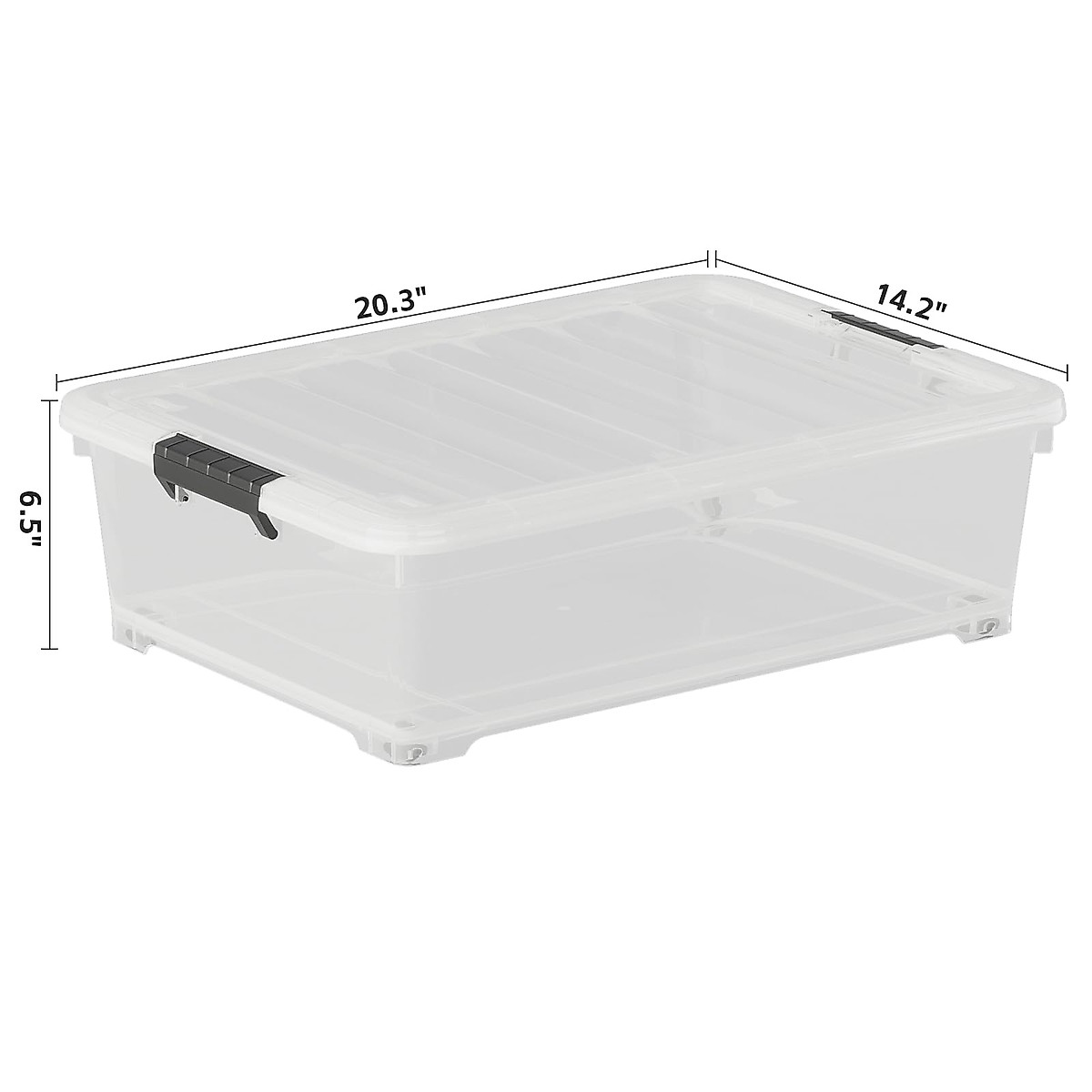 Rinboat 20 Quart Wheeled Underbed Storage Container, Clear Under Bed Storage Box, Plastic Underbed Storage Bin with Lid, 4 Packs