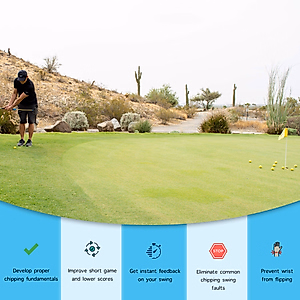 ForeNoMore Lag Shot Golf Training Aid | Lag Stick Golf Swing Trainer Provides Instant Feedback On Chip Shot Faults | Rotation and Golf Wrist Hinge Trainer Fits Mens, Womens, Kids/Junior Clubs