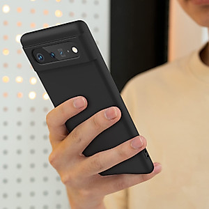 Silicone Phone Case Compatible with Google Pixel 6, Soft Protective Smart Phone Case for Women Men, Durable Anti-Scratch Shockproof Phone Cover Black