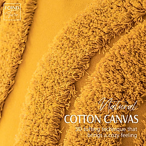 Foindtower Half Moon Accent Boho Tufted Decorative Throw Pillow Cover, Cozy Bohemian Rainbow Design Cotton Canvas Cushion Cover | Tassels Pillow Case Home Decor 18"X 18" Mustard Yellow 1 Piece