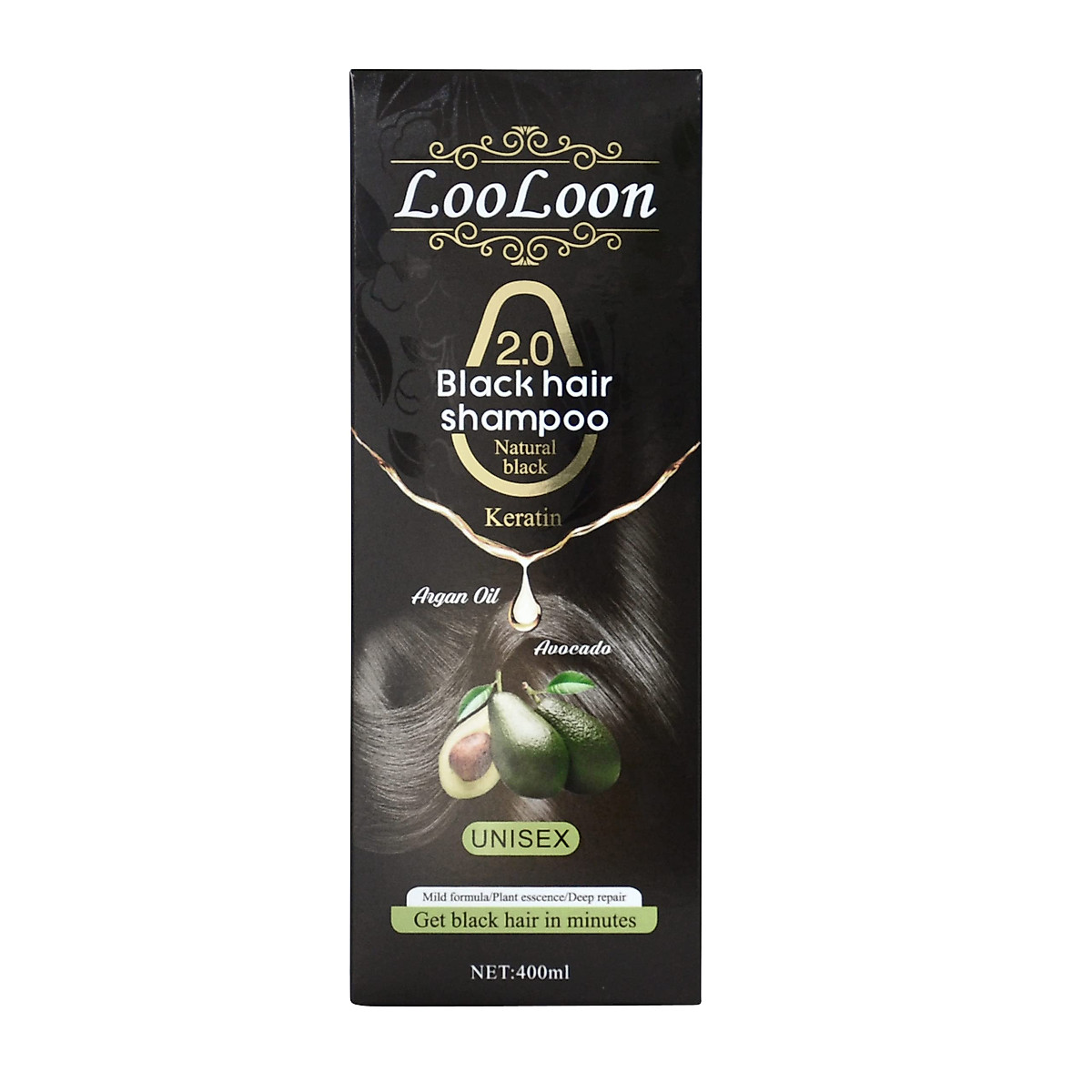 Black Hair Dye Shampoo for Men and Women, 400ml: Permanent Black Hair Dye Shampoo for dark hair with Natural ingredients, Ammonia-free black hair dye shampoo